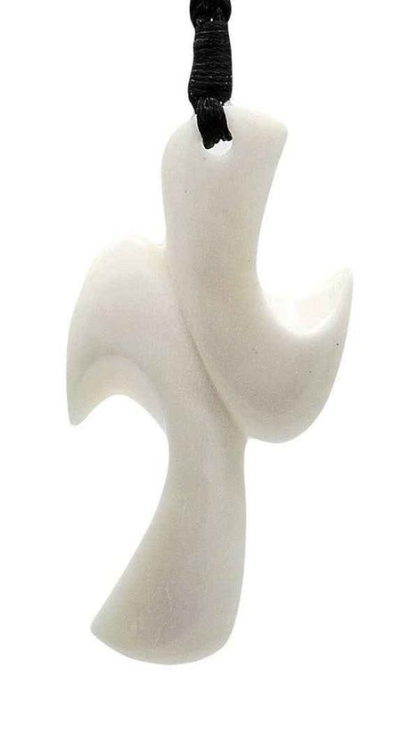 Hand Carved Solid Bone Cross Necklace - Earthbound Pacific